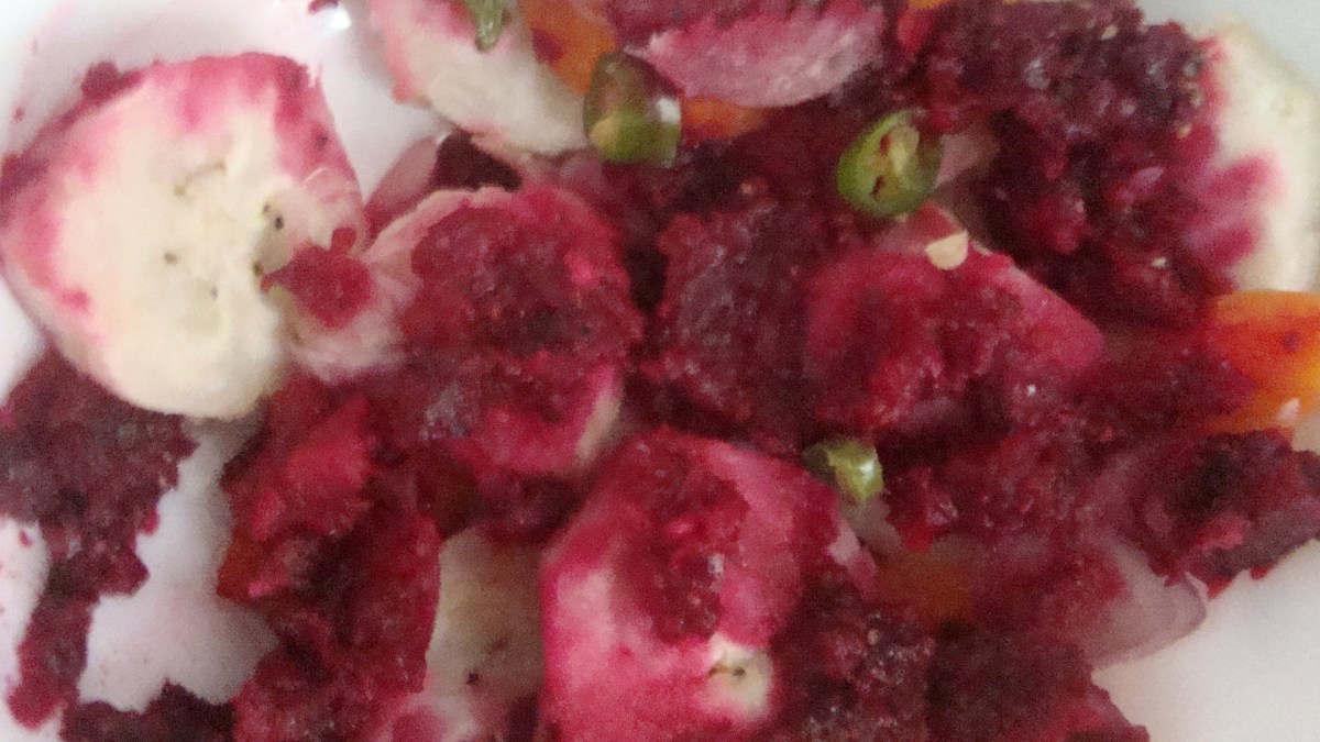 Ash plantain and Carrot with Beetroot Sauce | A Taste of Sri Lankan cuisine